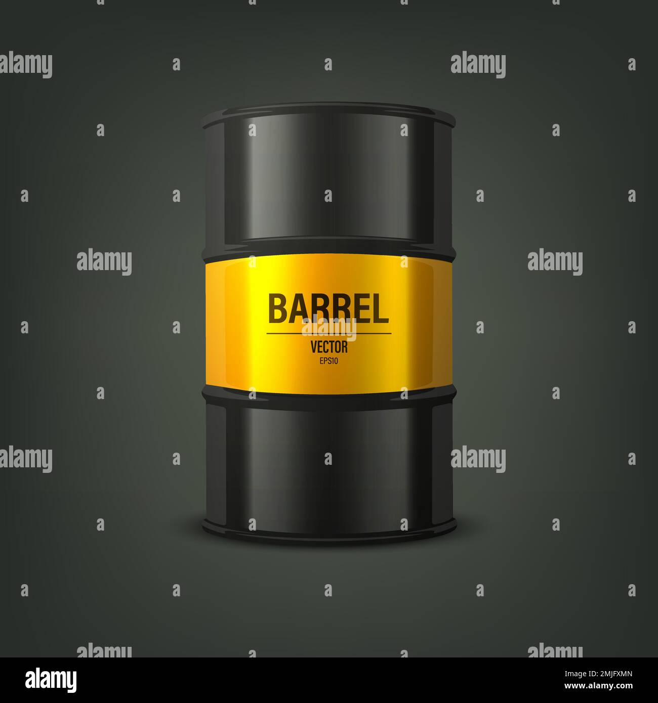 Vector 3d Realistic Black and Yellow Barrel on Black Background. Oil ...