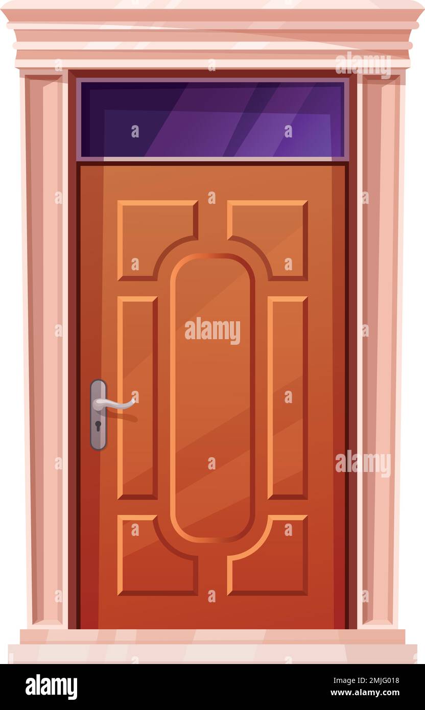 Front door. Cartoon house closed wooden entrance isolated on white ...