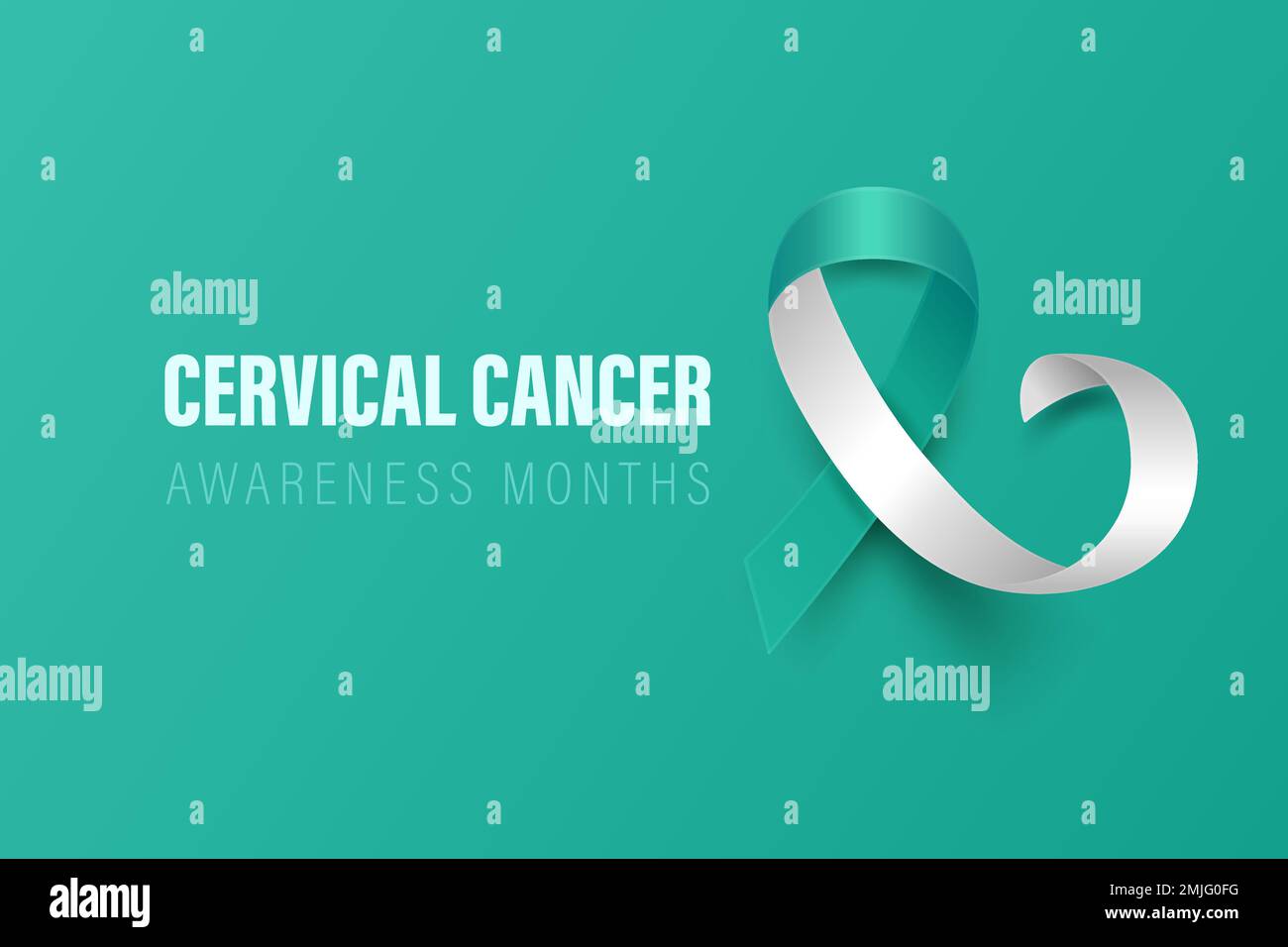 Cervical Cancer Banner, Card, Placard with Vector 3d Realistic Teal and ...