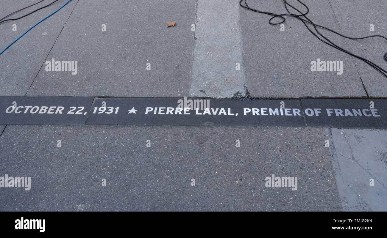Plaque for Pierre Laval seen as Manhattan Borough President Mark Levine ...