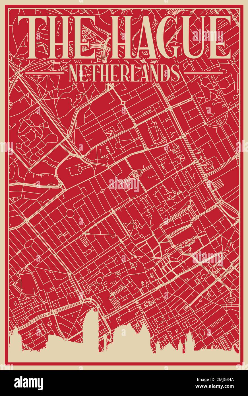 Road network poster of the downtown THE HAGUE, NETHERLANDS Stock Vector ...