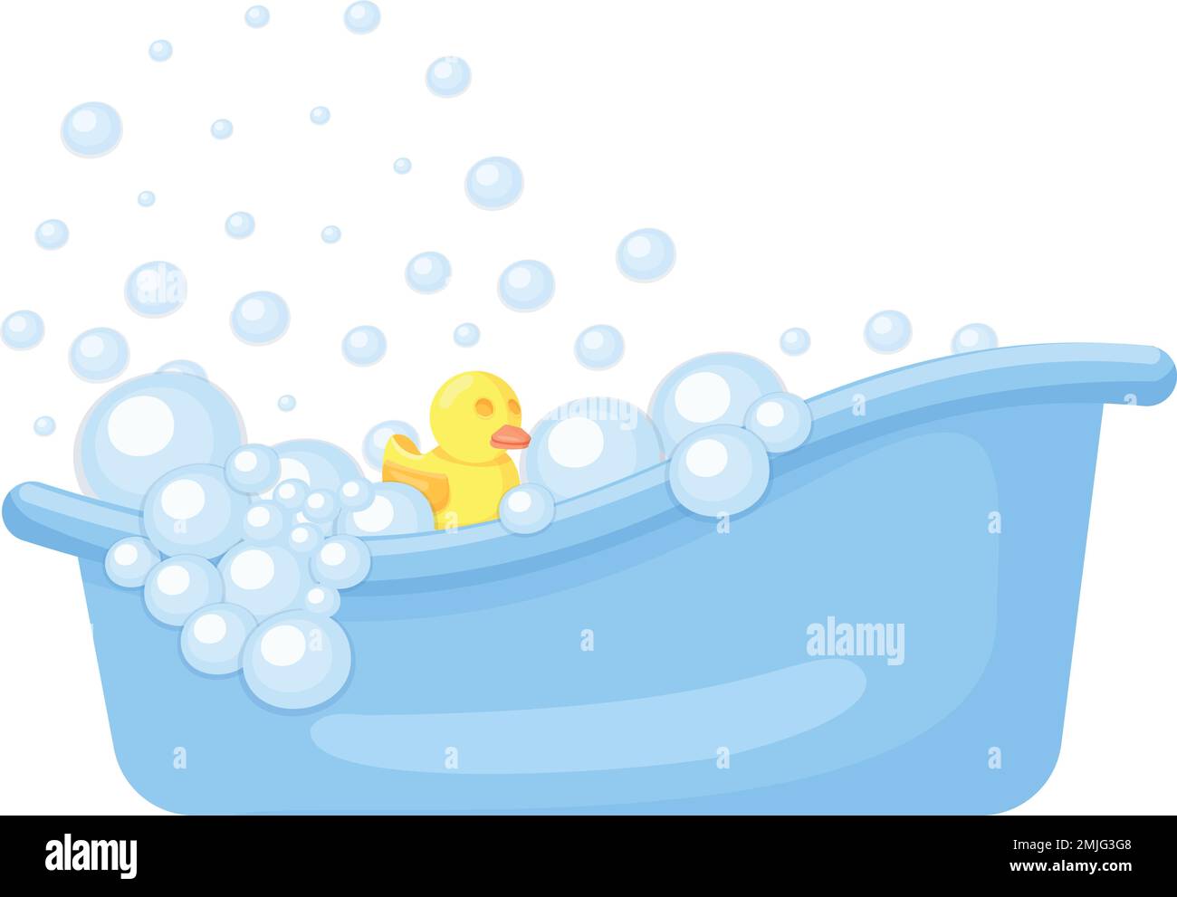 Full bathtub of foam with rubber duck. Cartoon bath icon Stock Vector ...
