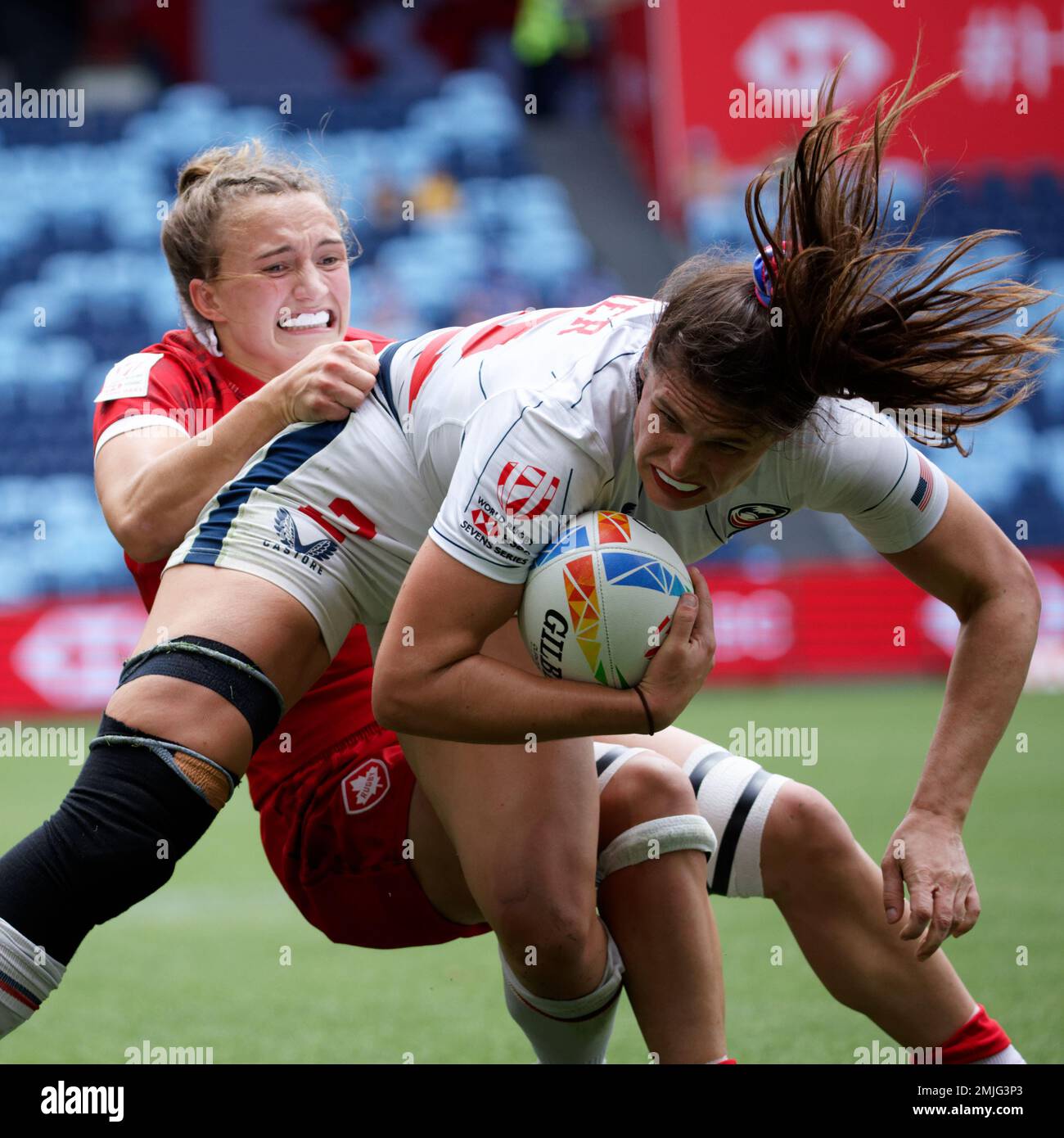 Sydney, Australia. 27th Jan 2023. Ilona Maher of USA is tackled during ...