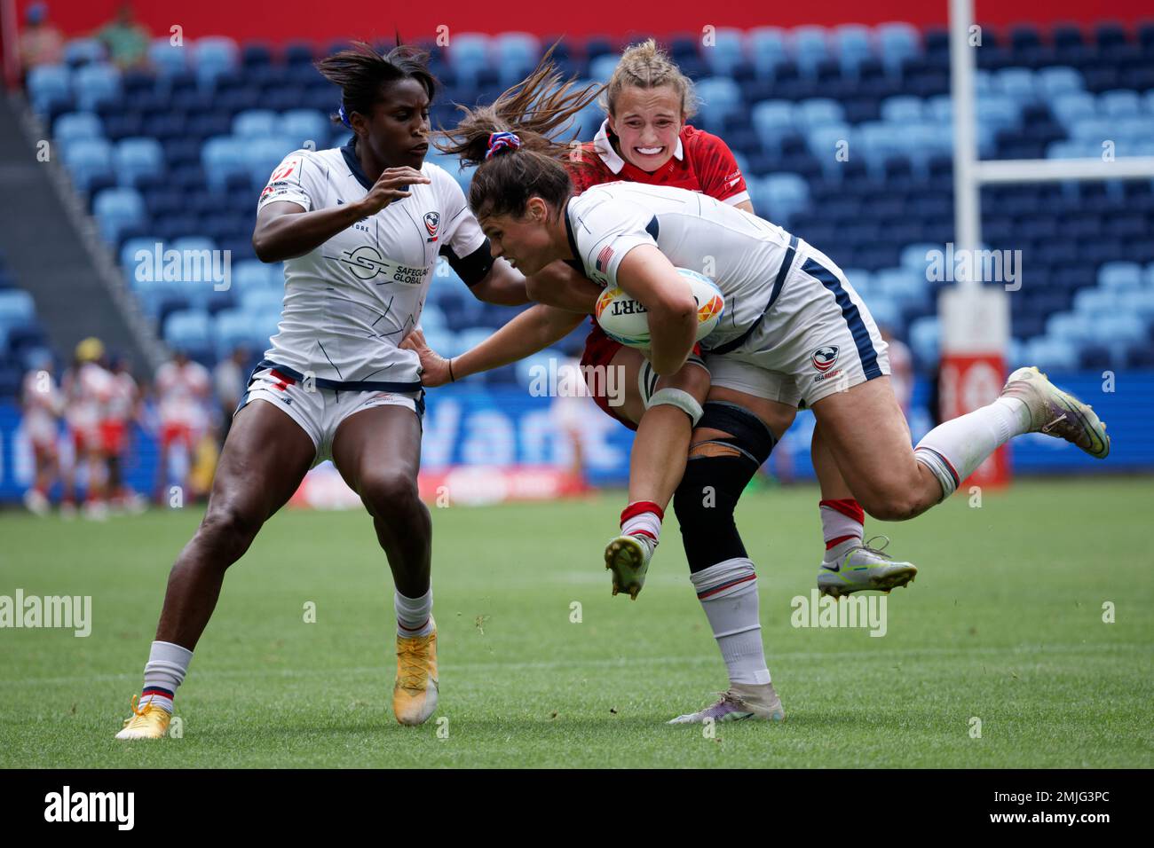 Sydney, Australia. 27th Jan 2023. Ilona Maher of USA is tackled during ...