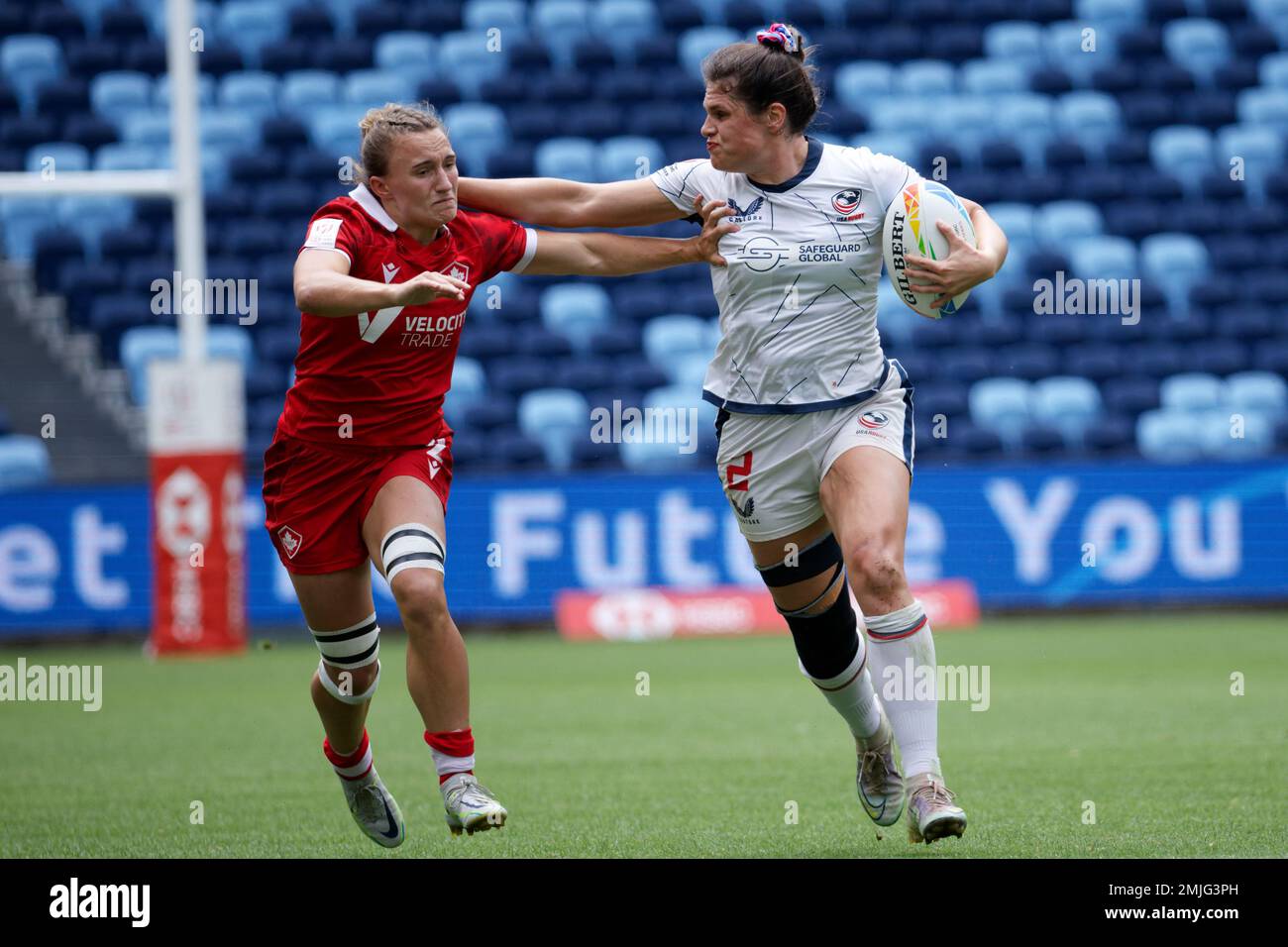 Sydney, Australia. 27th Jan 2023. Ilona Maher of USA is tackled during ...
