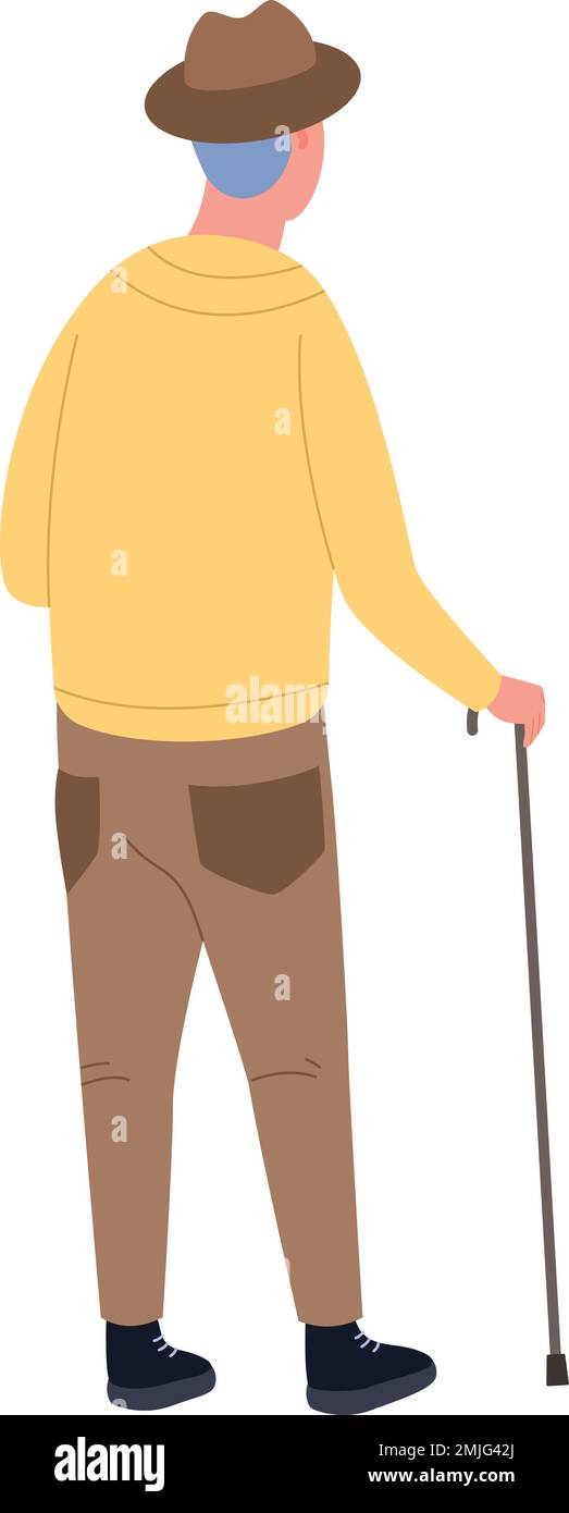Caucasian elderly person rear view Stock Vector Images - Alamy