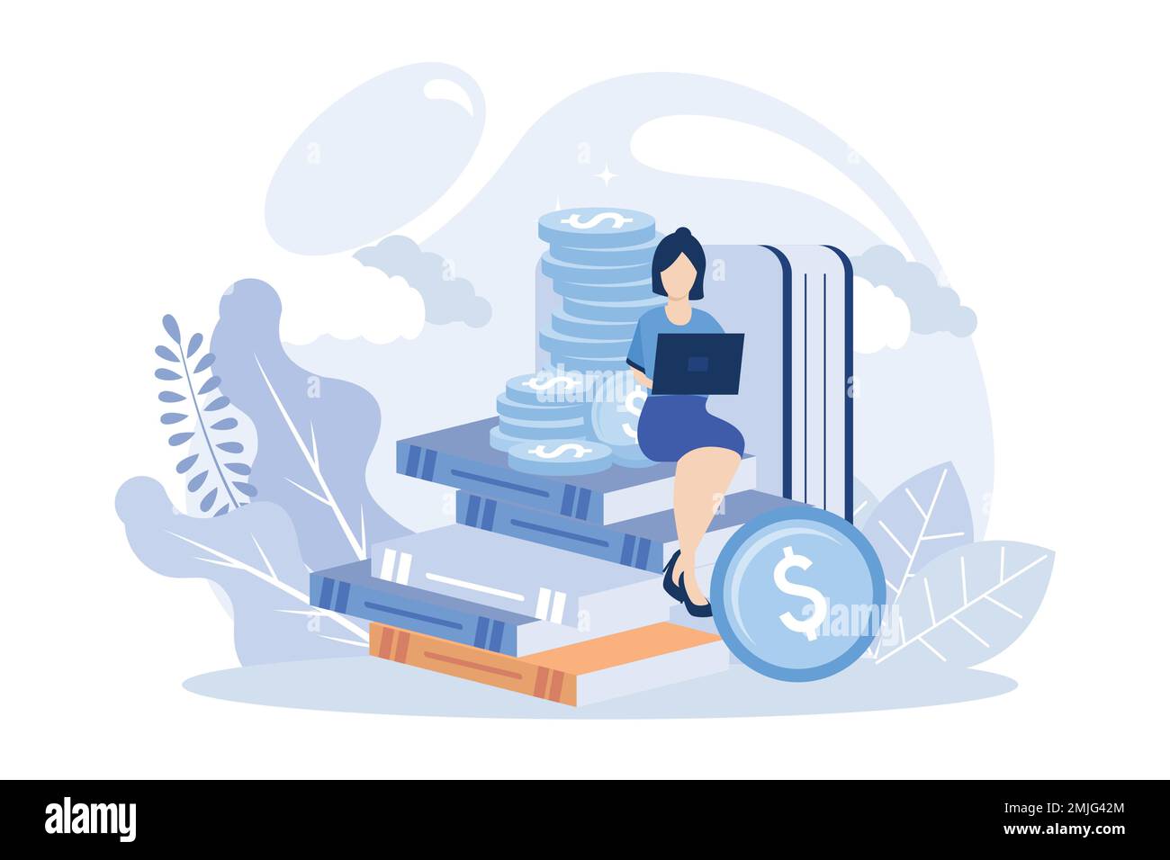 Investment illustration. People characters investing money in self ...