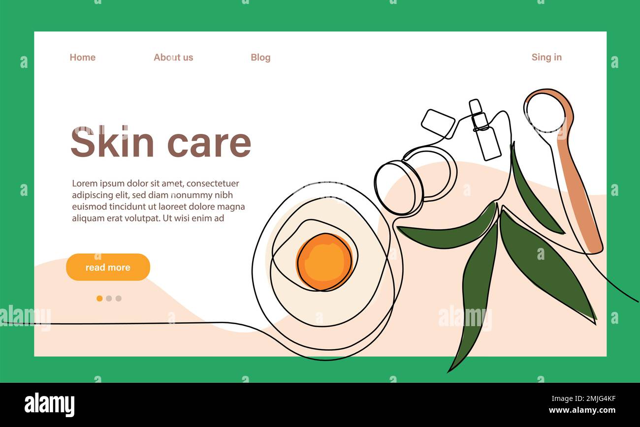 Skin care concept. Landing page template. Morning routine. Bath time ...