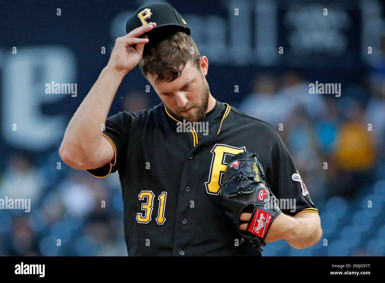 Pittsburgh Pirates starting pitcher Jordan Lyles collects himself on ...
