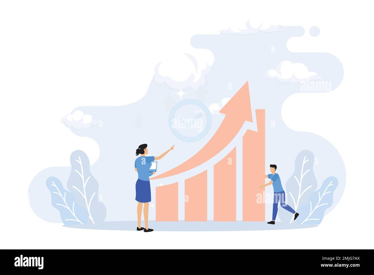 Digital business illustration. Characters generating ideas, targeting ... Digital business illustration. Characters generating ideas, targeting ...