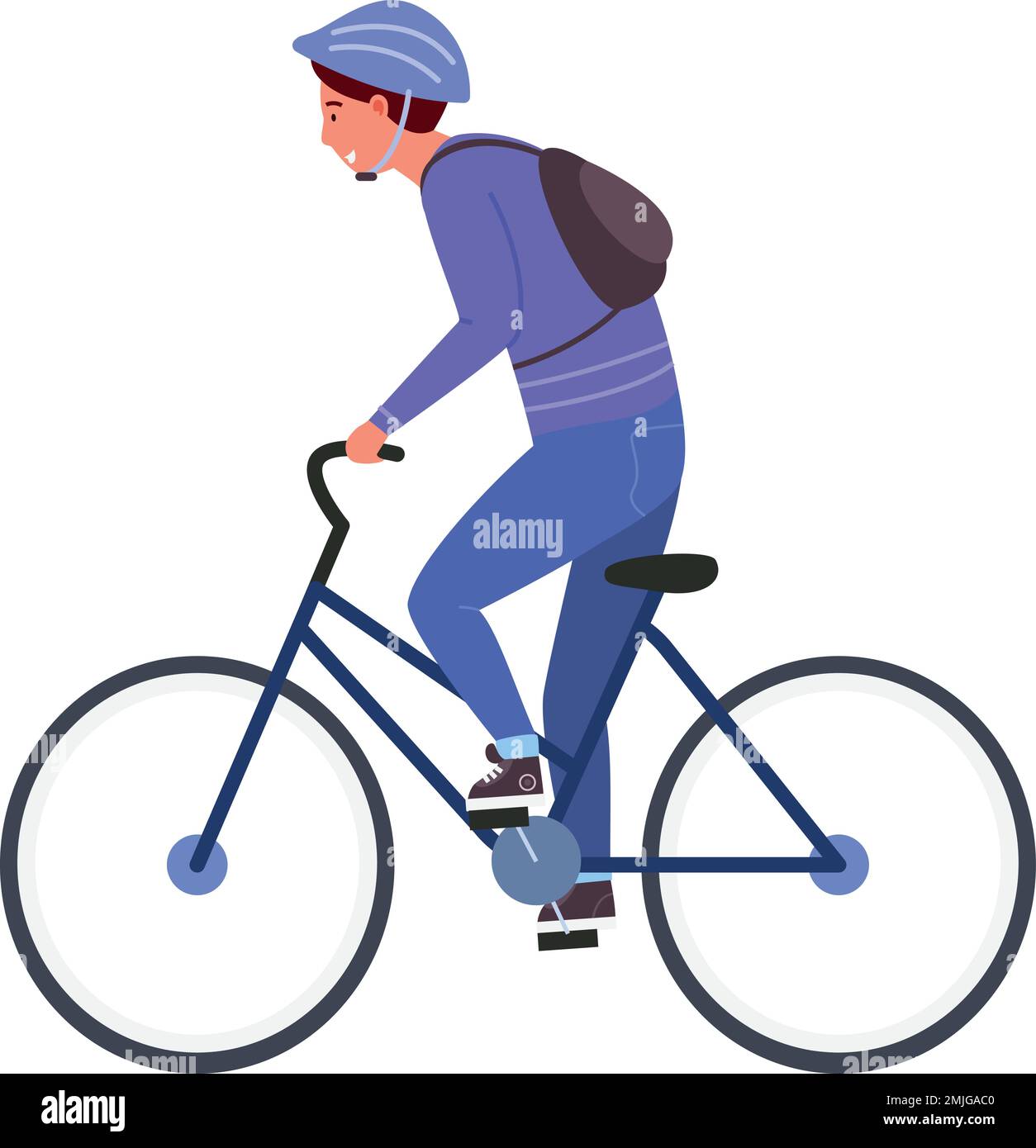 Kid riding bicycle in safety helmet. Boy activity isolated on white ...