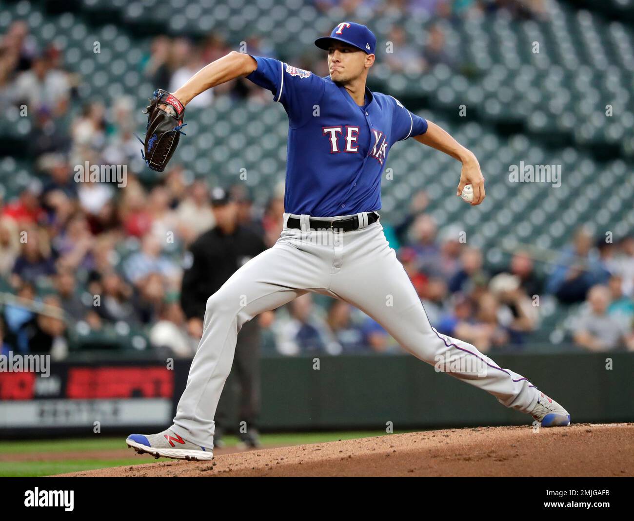 Texas Rangers starting pitcher Brett Martin throws against the Seattle ...