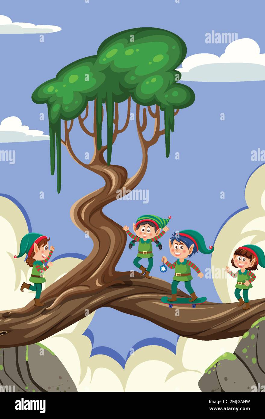 Elves in fairytale forest illustration Stock Vector Image & Art - Alamy