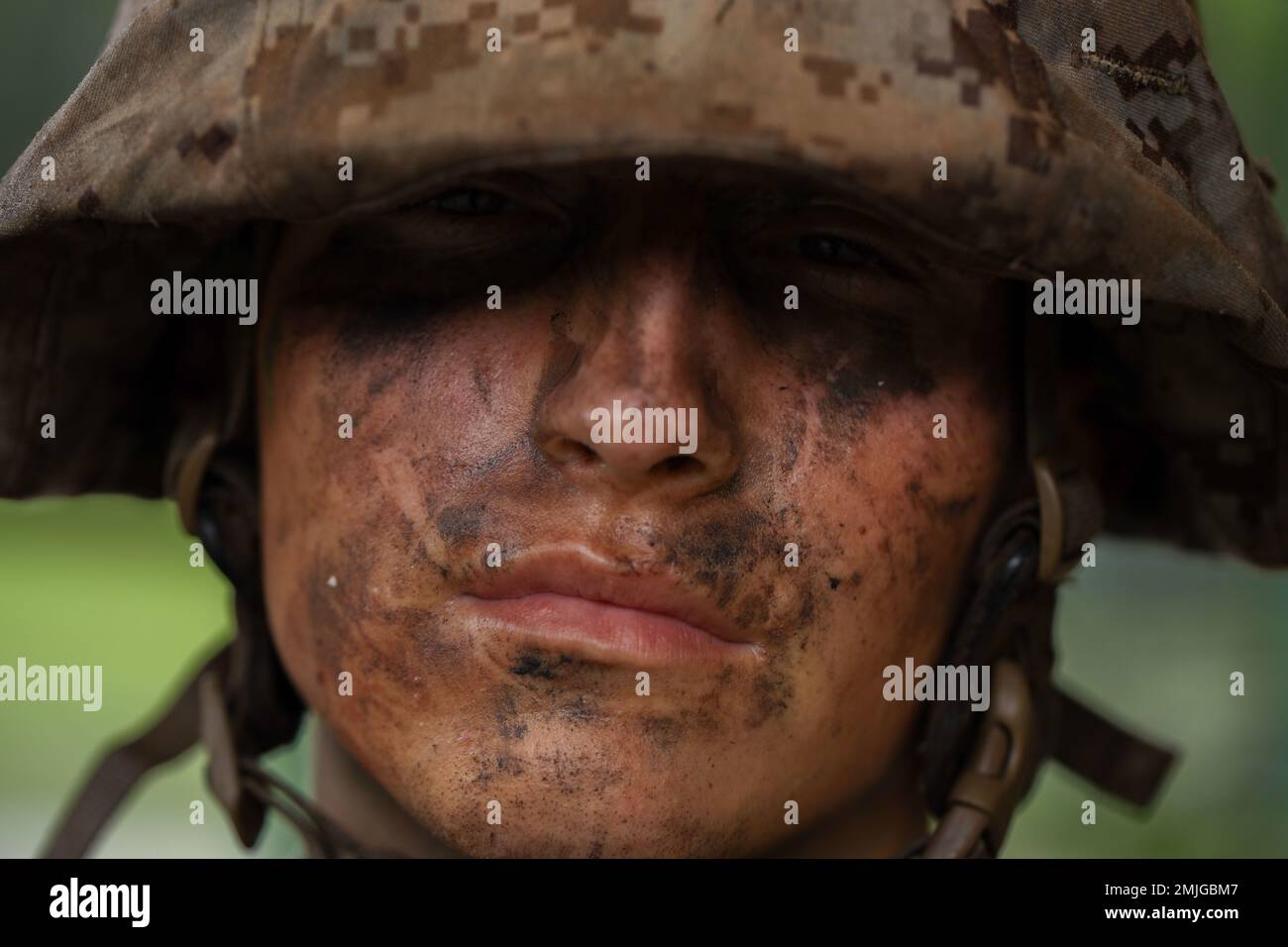 A recruit with Alpha Company, 1st Recruit Training Battalion, poses for ...