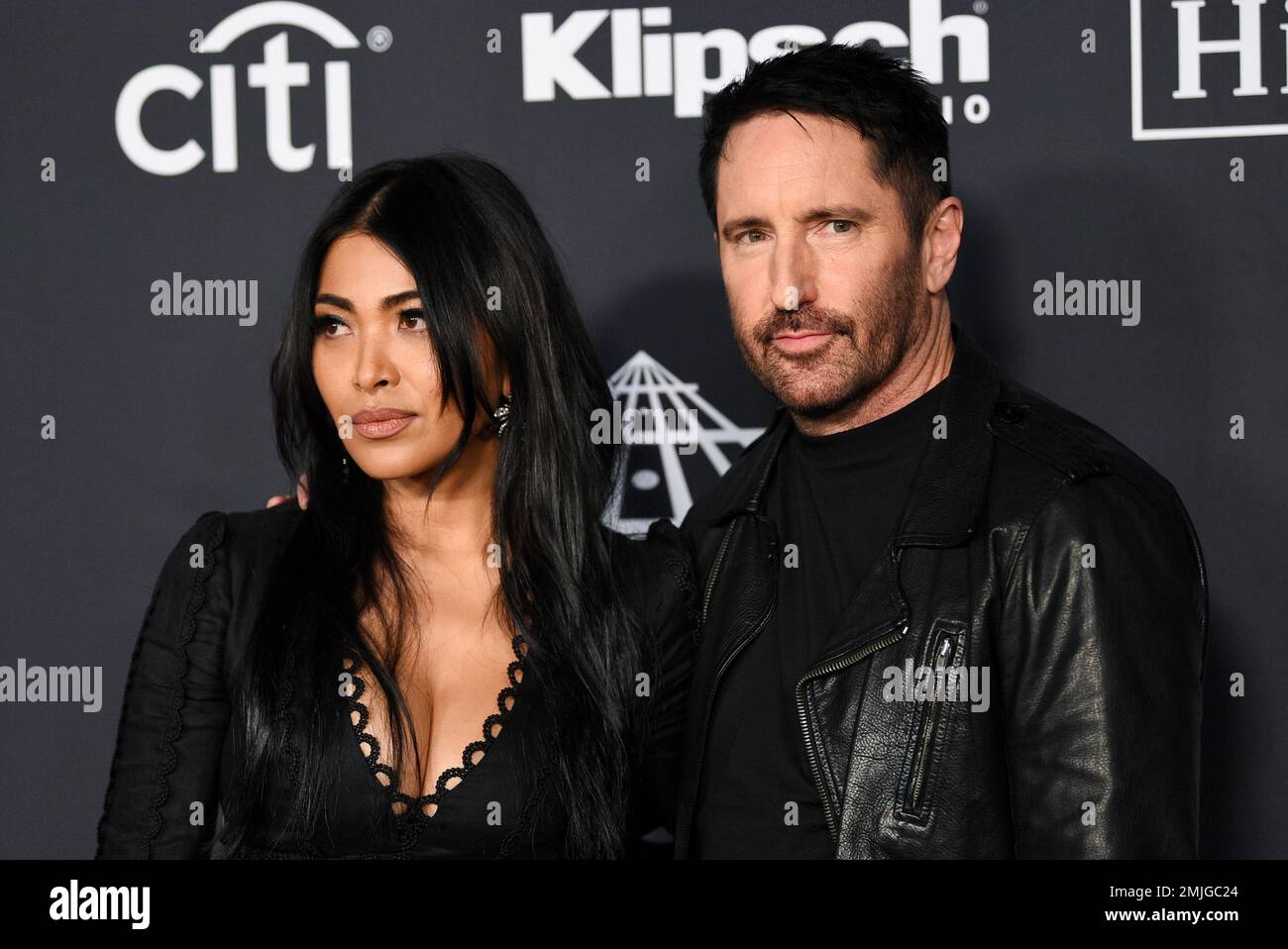 Trent Reznor, right, and wife Mariqueen Maandig attend the 2019 Rock ...