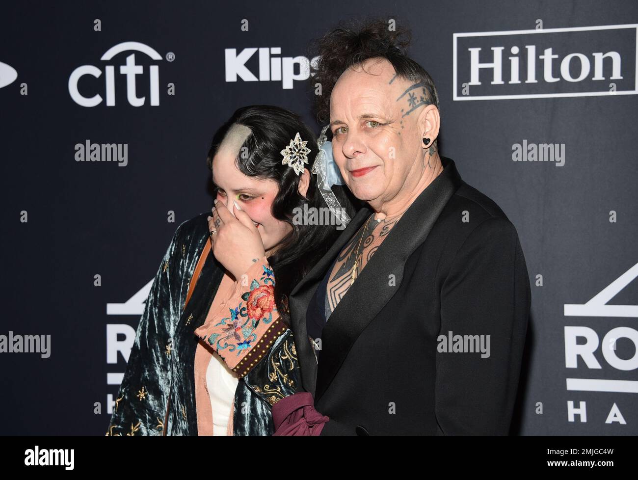 Musician Pearl Thompson, right, of The Cure and guest attend the 2019 ...