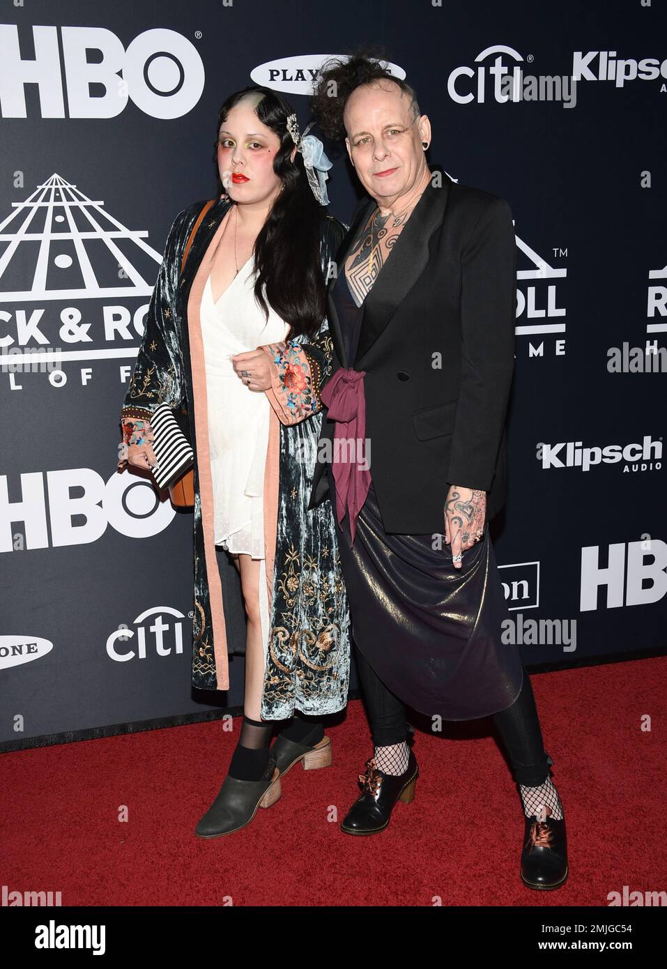Musician Pearl Thompson, right, of The Cure and guest attend the 2019 ...