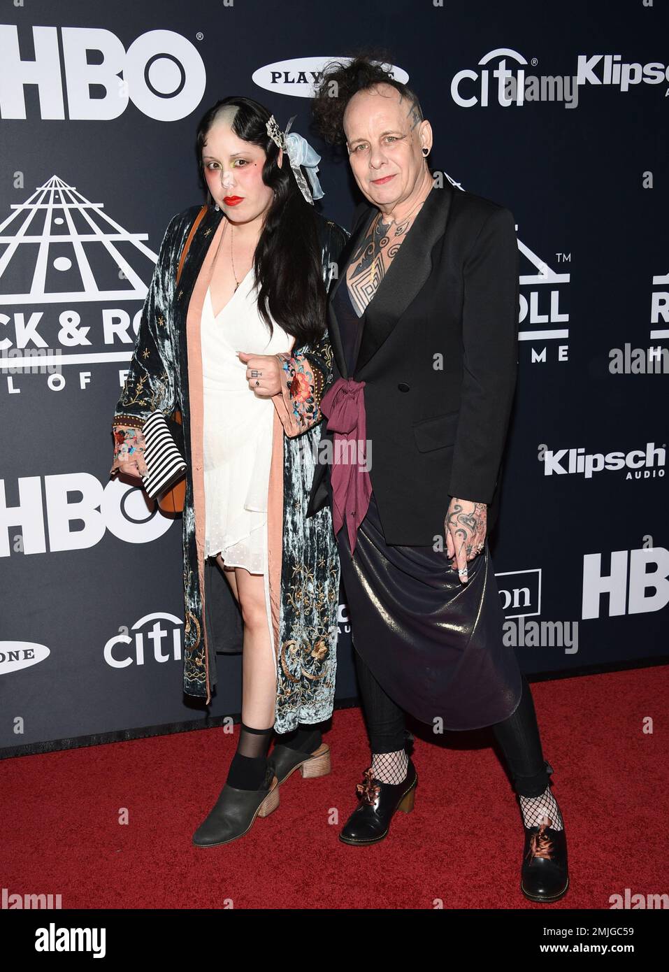Musician Pearl Thompson, right, of The Cure and guest attend the 2019 ...