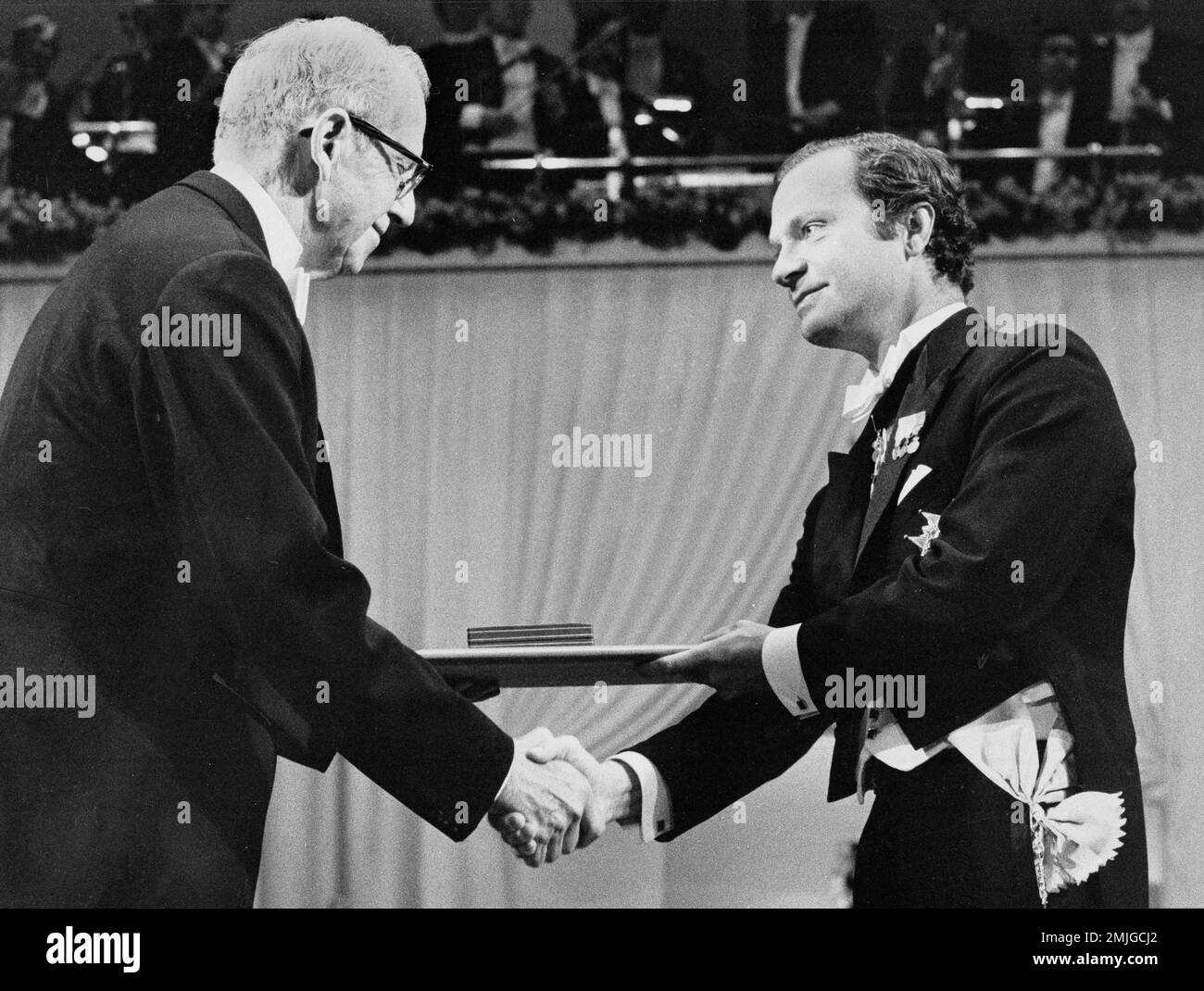 Professor George Stigler receives the Nobel Prize in economics from ...