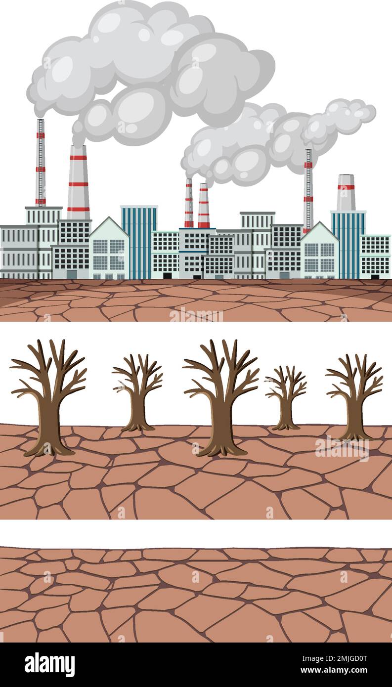 Pollution air from factory caused greenhouse effect and dry land ...