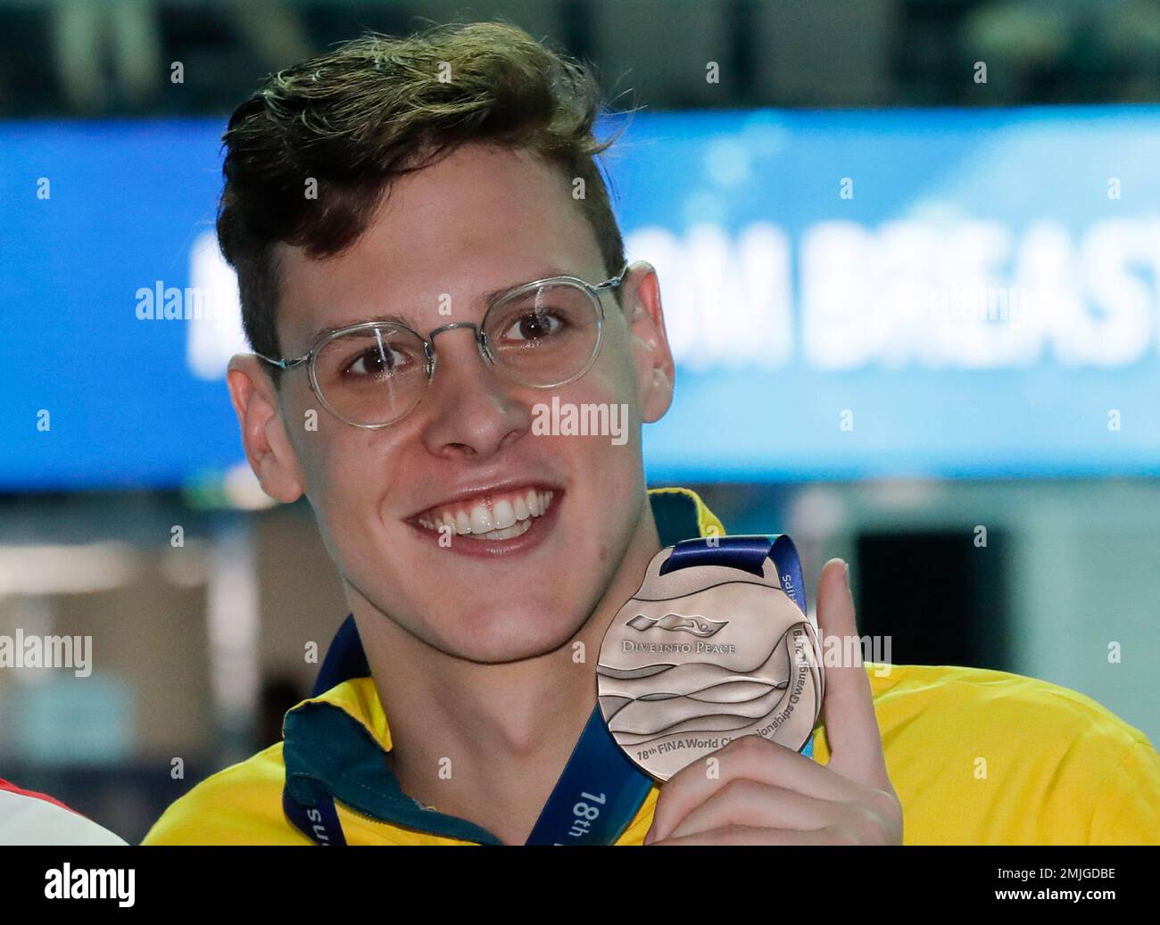 Bronze medalist Australia's Mitchell Larkin poses with his medal ...