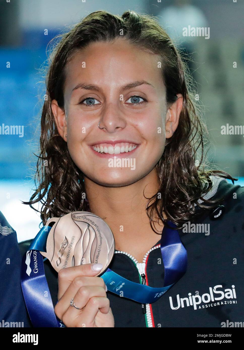 Bronze medalist Italy's Martina Carraro poses with her medal following ...