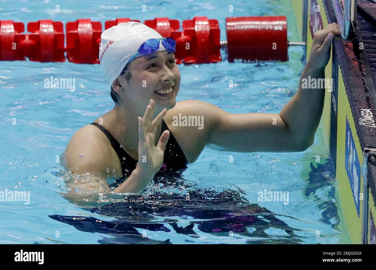 Hong Kong's Siobhan Haughey reacts after her women's 200m freestyle ...