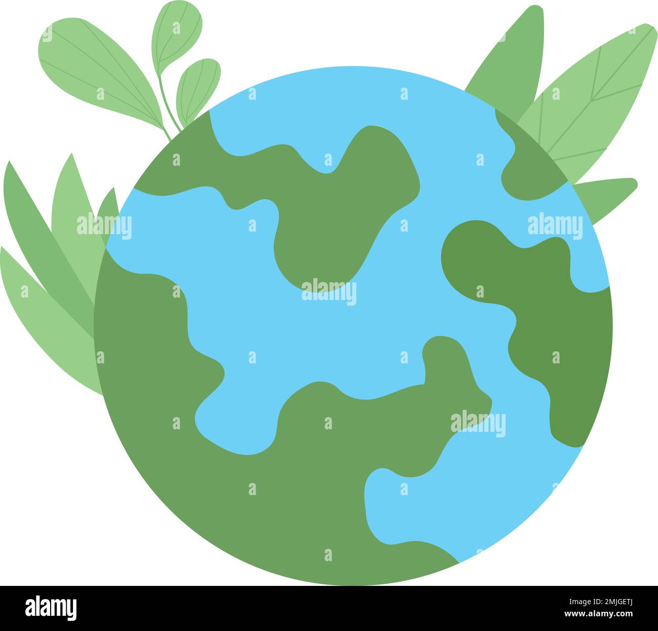 Save Earth sign. Planet with green plants. Eco symbol isolated on white ...
