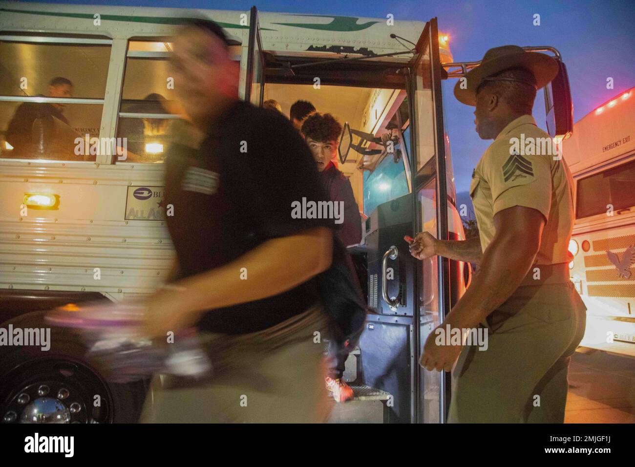U.S. Marine Corps Sgt. Freddie Grace, a drill instructor with Receiving ...