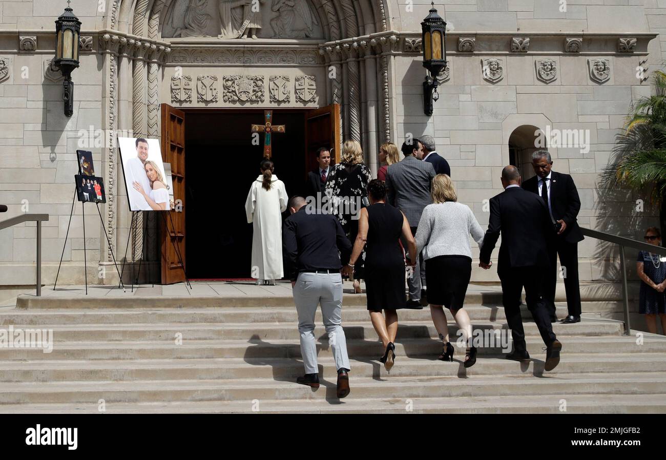 Members of Los Angeles Angels pitcher Tyler Skaggs' family hold hands ...
