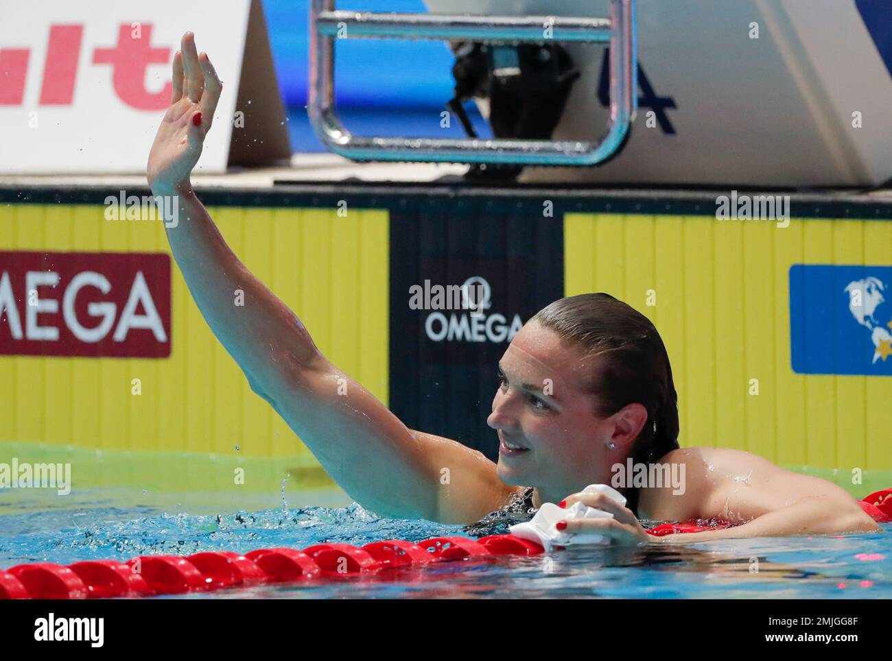 Hungary's Katinka Hosszu celebrates after winning the women's 200m ...
