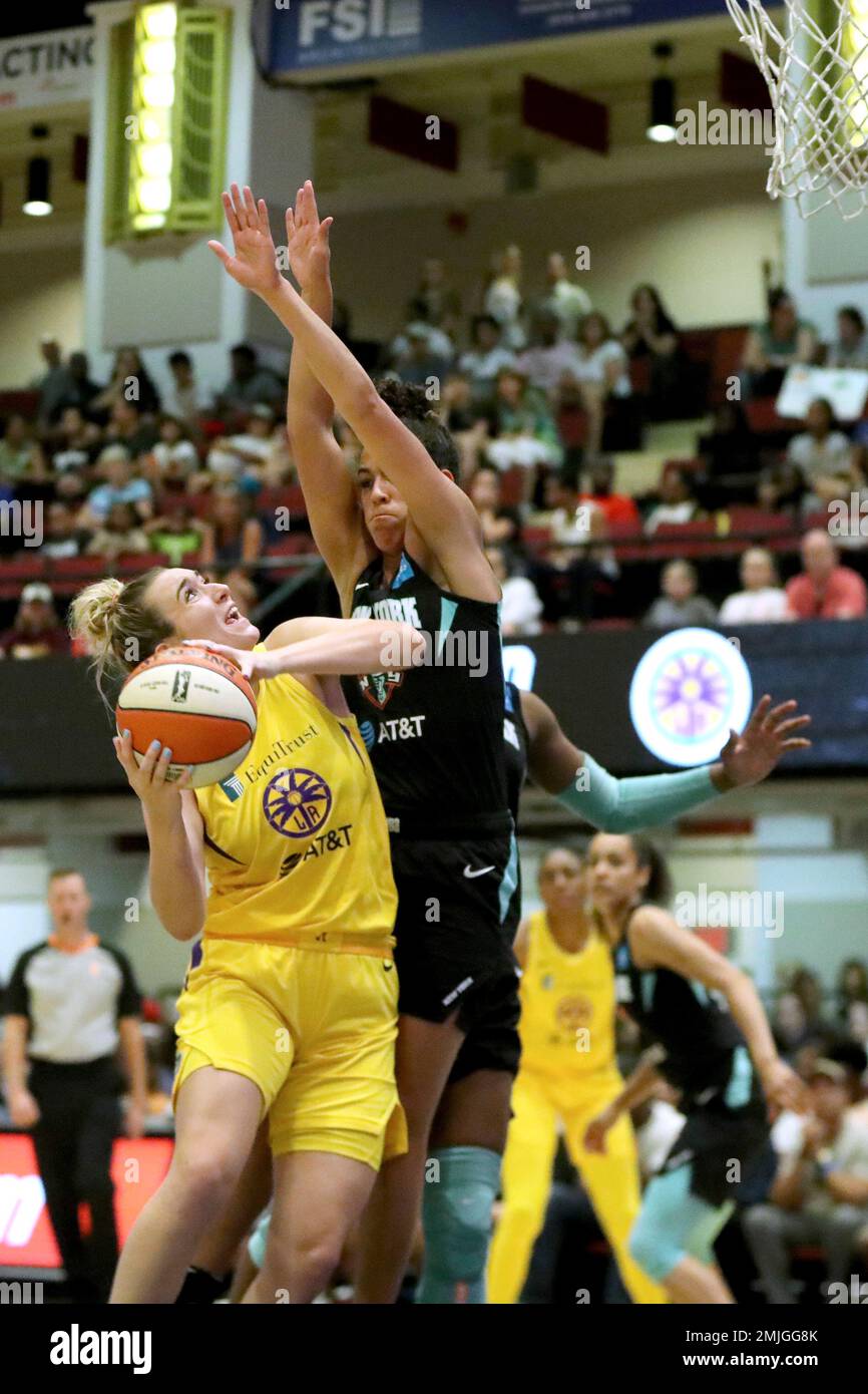 Los Angeles Sparks Marina Mabrey #5 in action against the New York ...