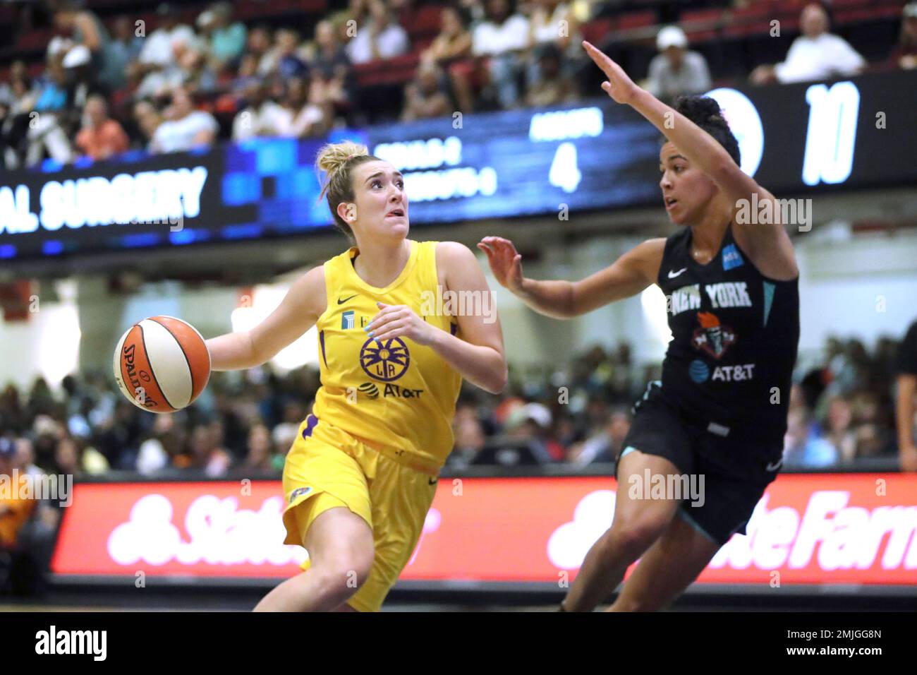 Los Angeles Sparks Marina Mabrey #5 in action against the New York ...