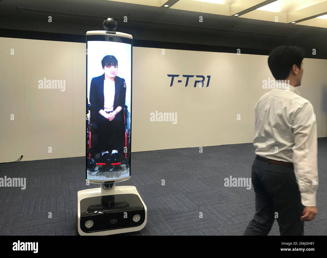 In this Thursday, July 18, 2019, photo, a T-TRI robot is demonstrated ...