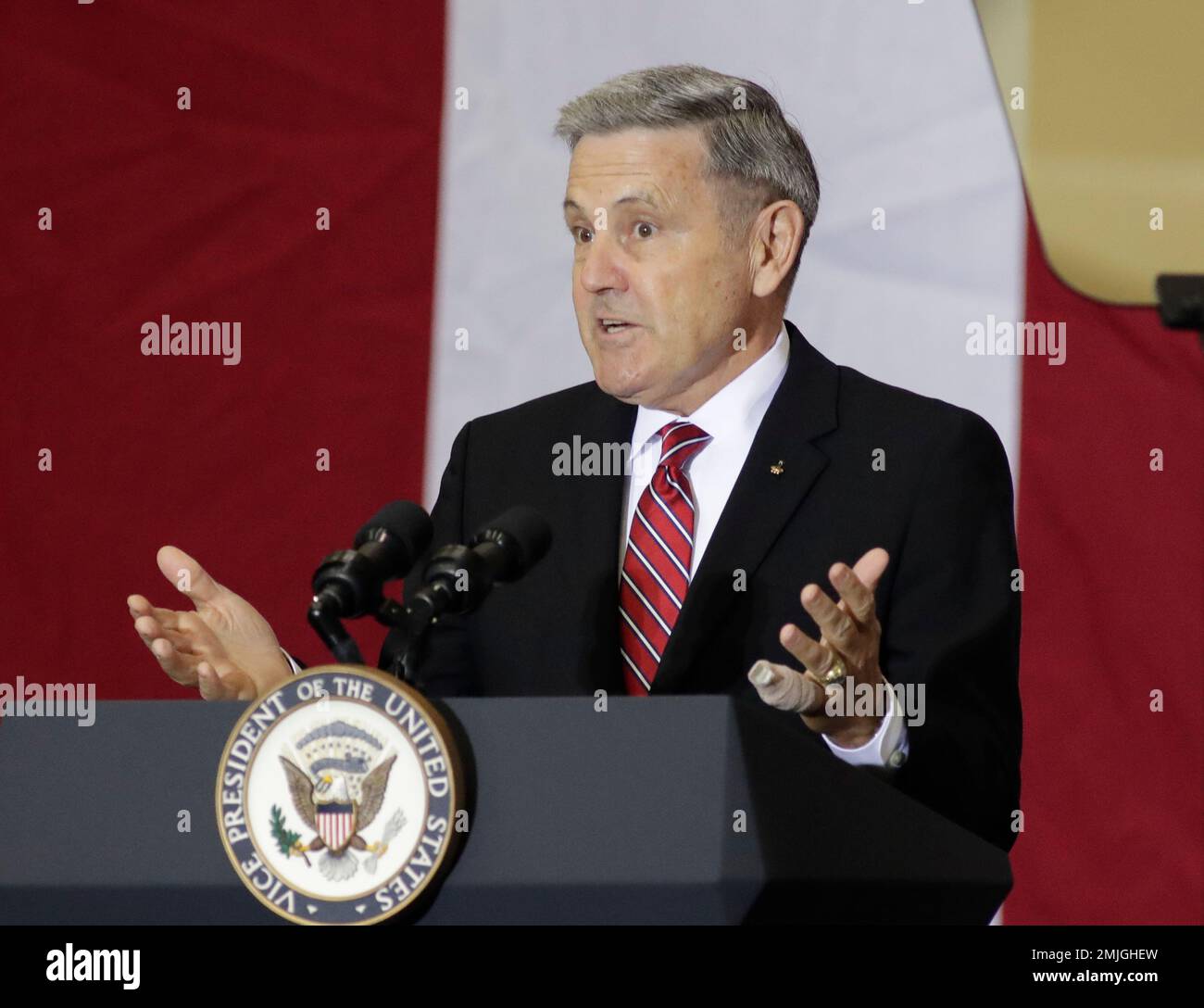 Kennedy Space Center director Bob Cabana speaks during a visit by Vice ...