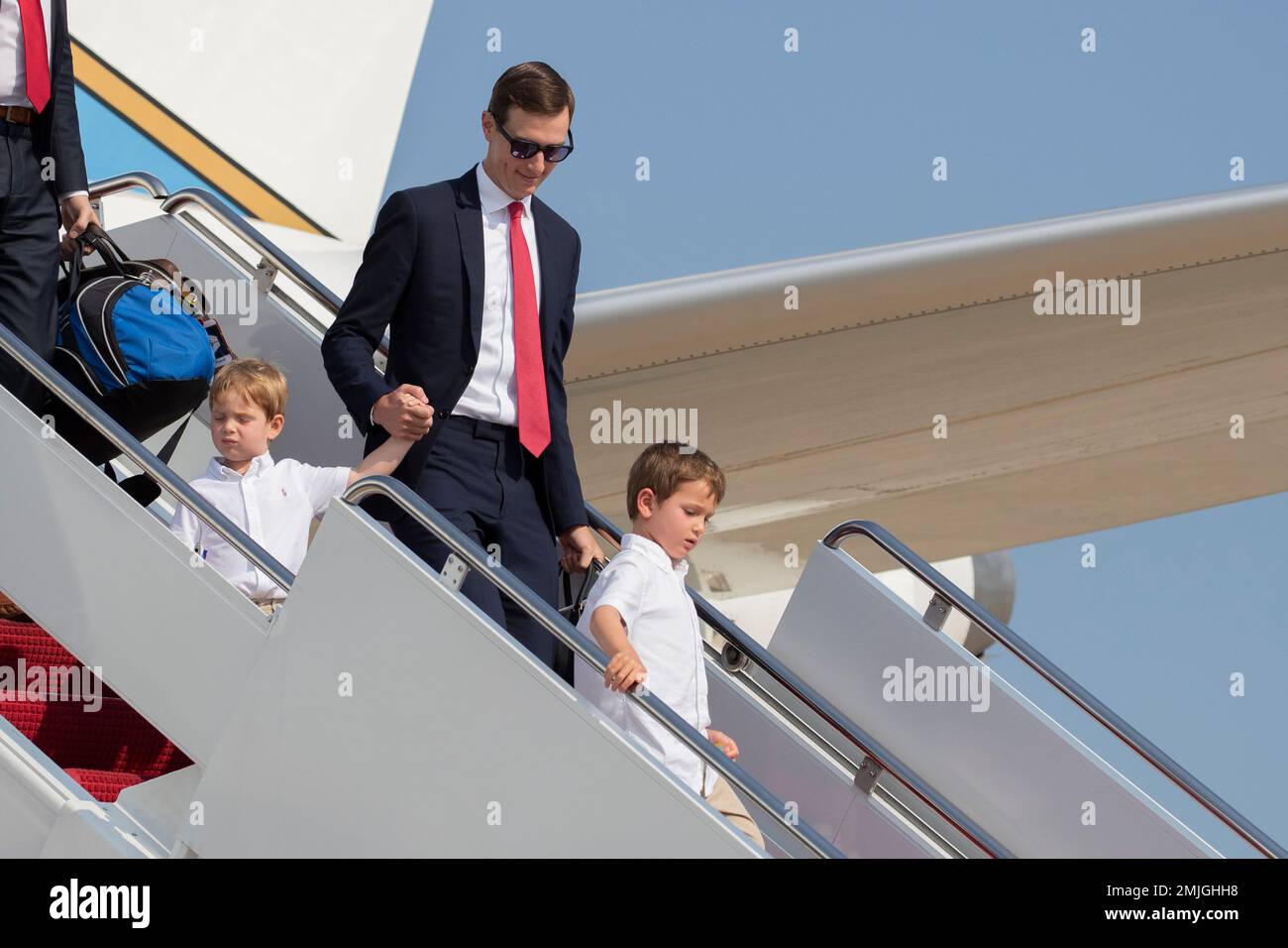 White House senior adviser Jared Kushner and his children Theodore ...