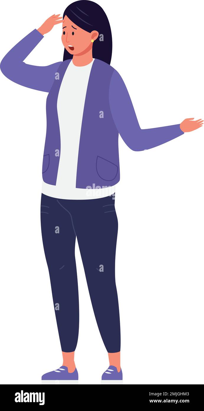 Confused woman. Doubtful female character. Shocked person isolated on ...