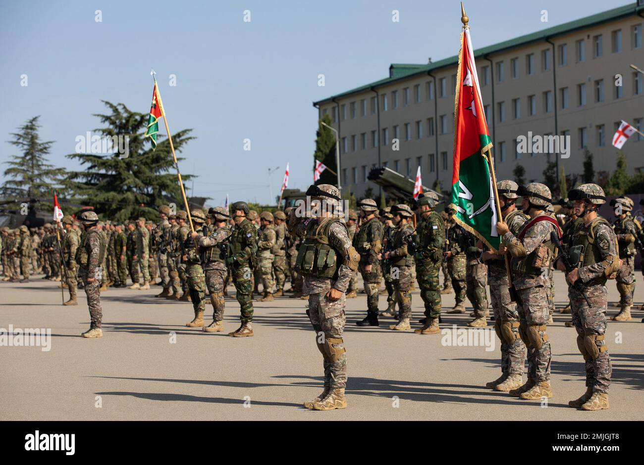 Participants of the Noble Partner 22 exercise stand in formation at its ...