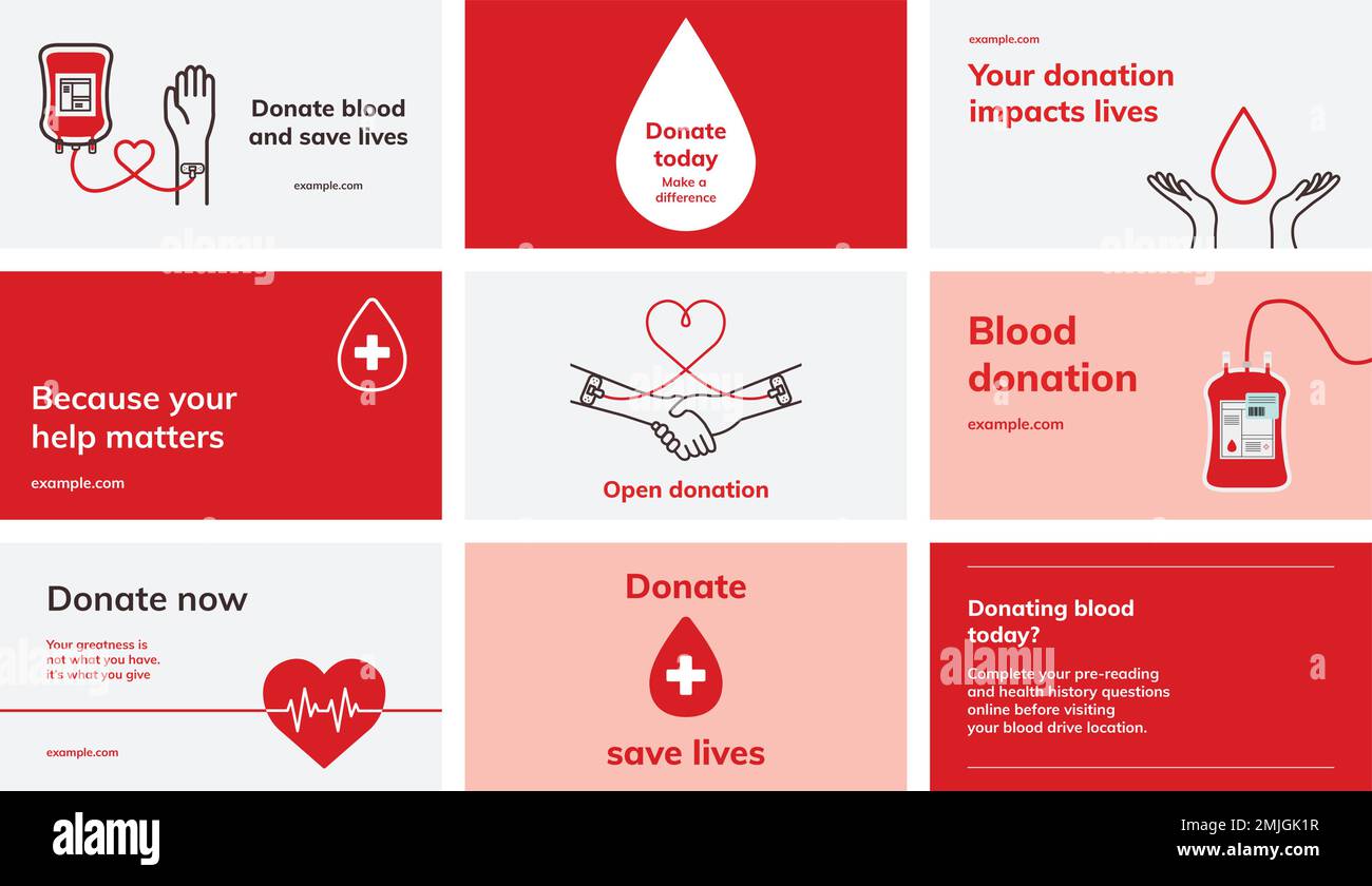 Blood donation campaign template vector blog banner in minimal style ...