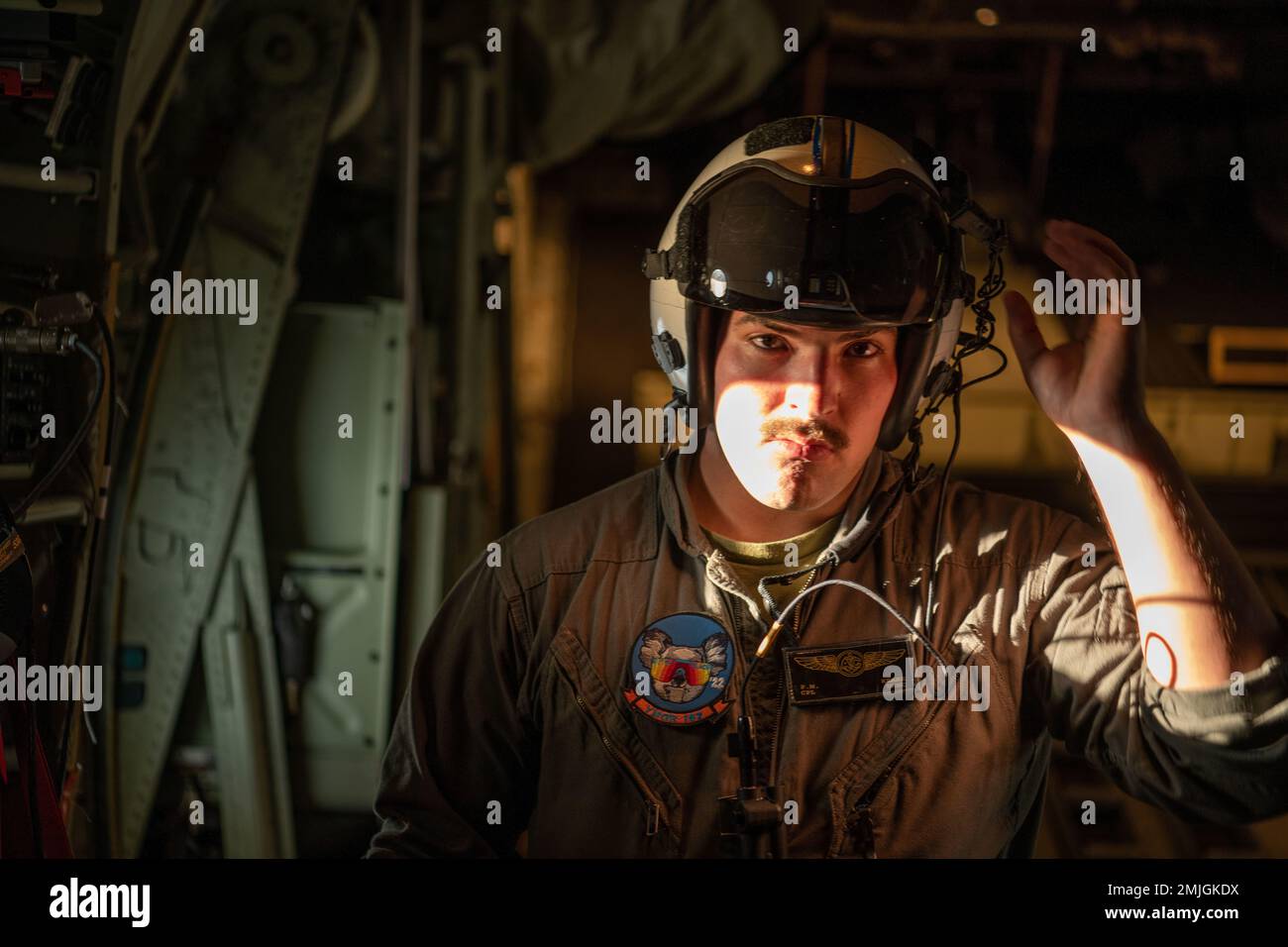 U.S. Marine Corps Cpl. Paul Keane, a loadmaster with Marine Aerial ...