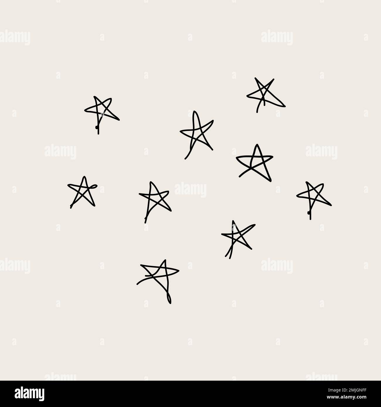 Stars ink doodle element, minimal hand drawn vector illustration Stock ...