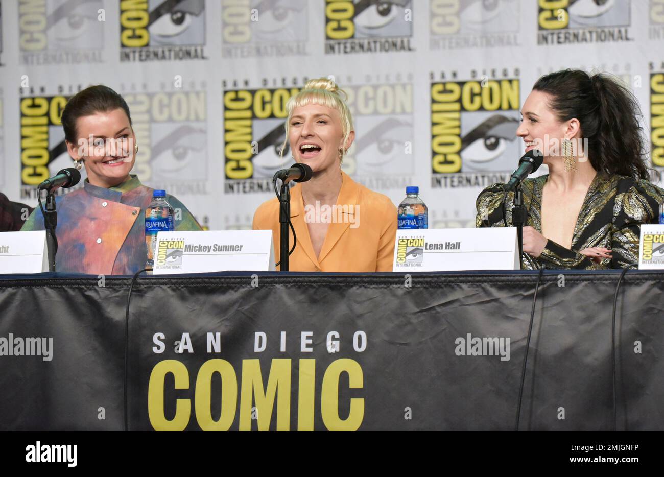 Alison Wright, from left, Mickey Sumner and Lena Hall participate in ...