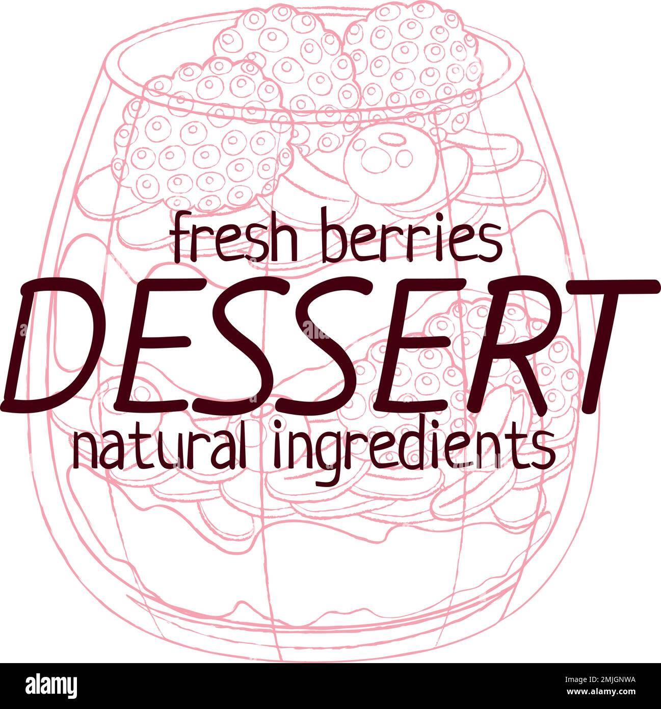 Parfait dessert with berries icon. Cartoon vector hand drawn ...