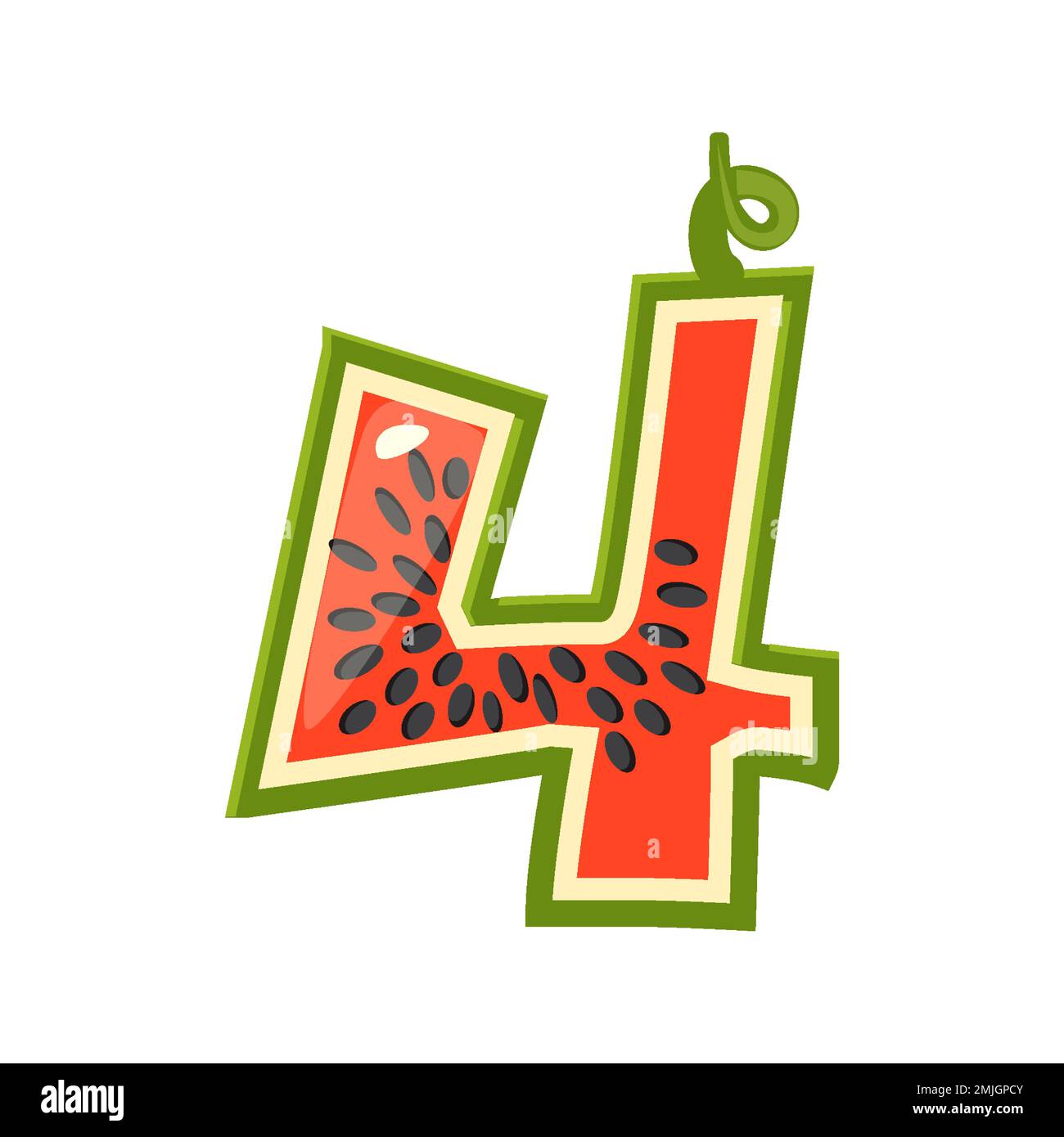 Cute Watermelon Number 4 Vector Digit Four Stock Vector Image And Art