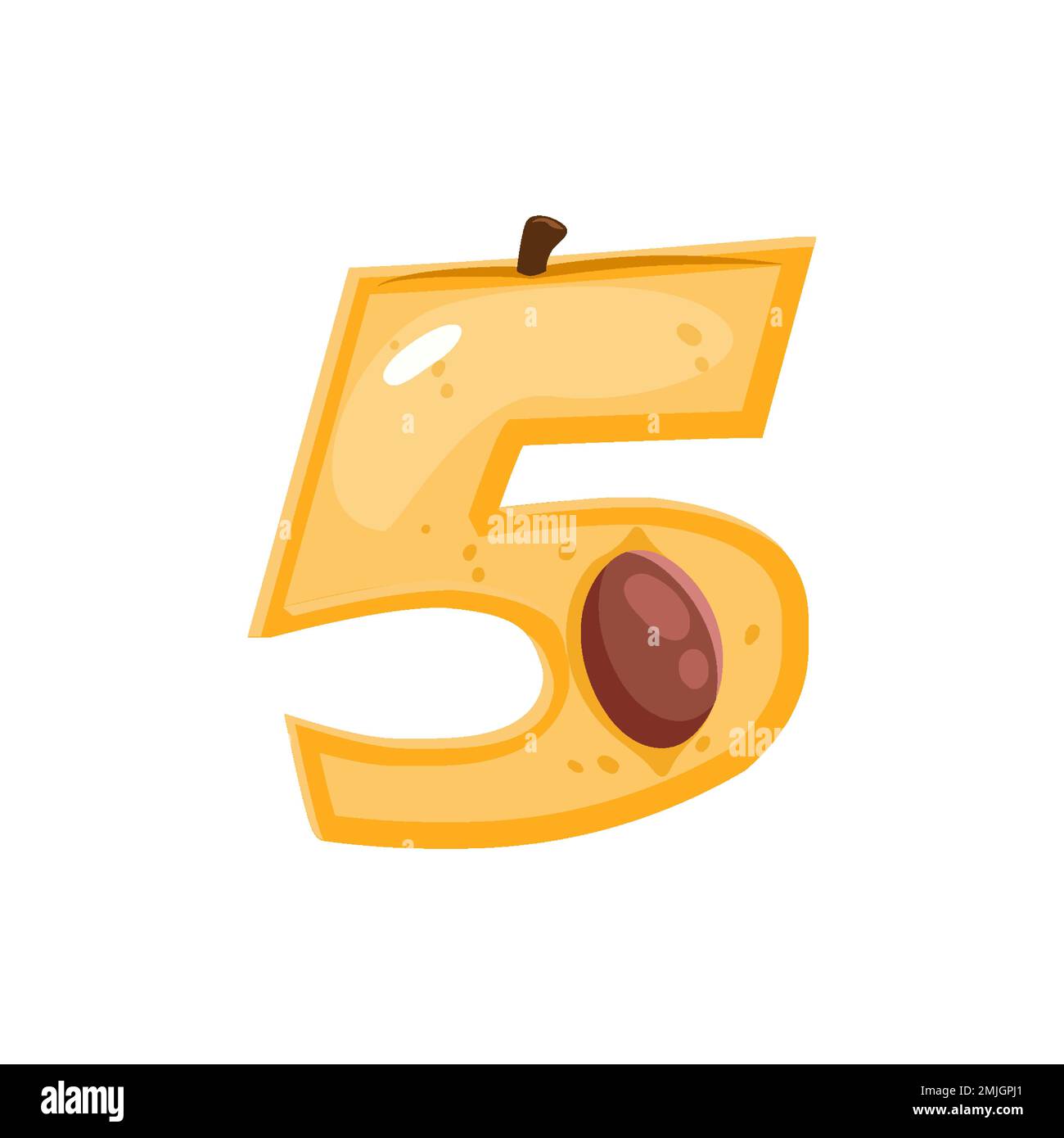 Cute fruit peach number 5, vector digit five Stock Vector Image & Art ...