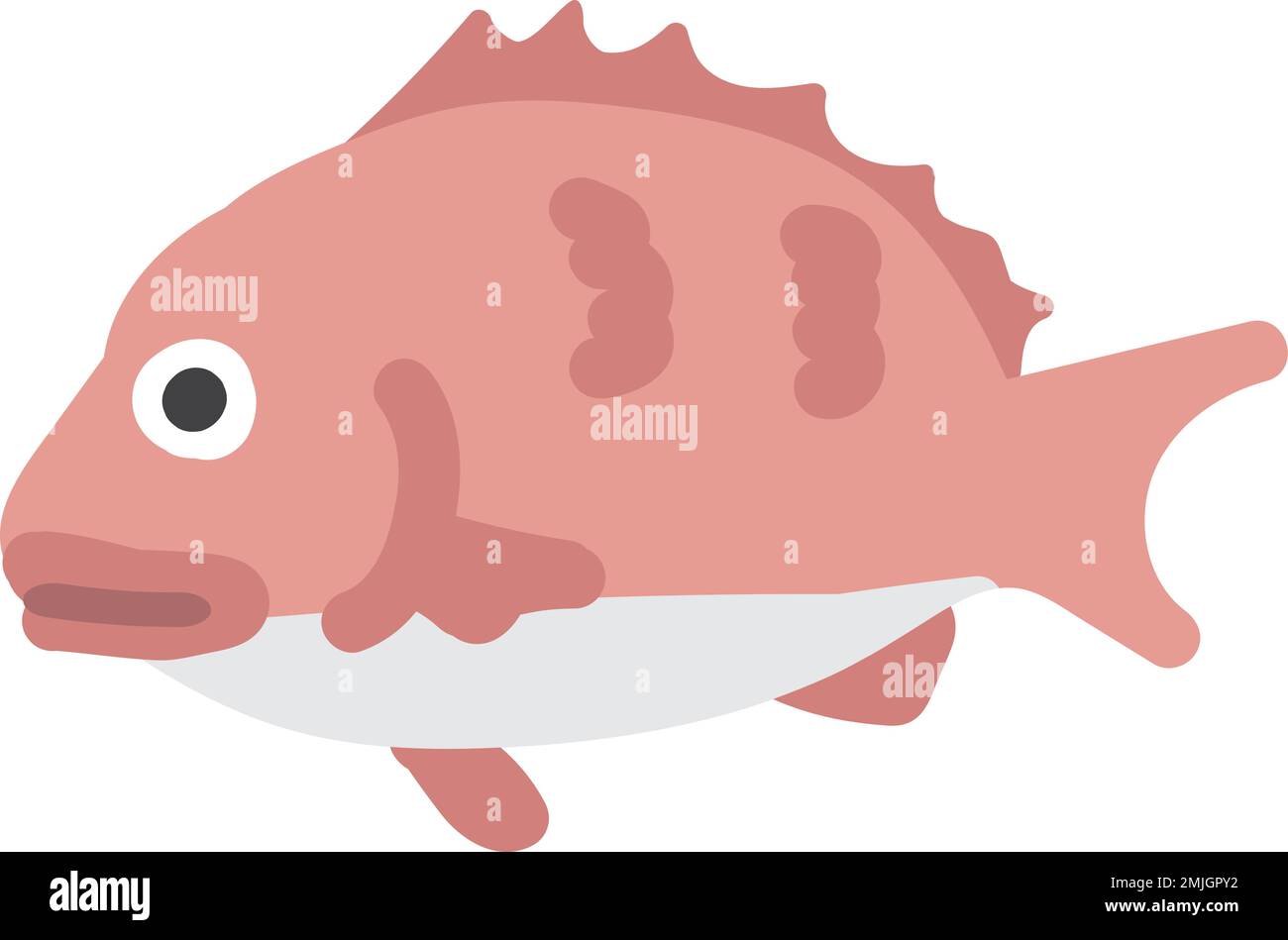 Cute sea bream. Simple and flat design. Handwritten rough taste Stock ...