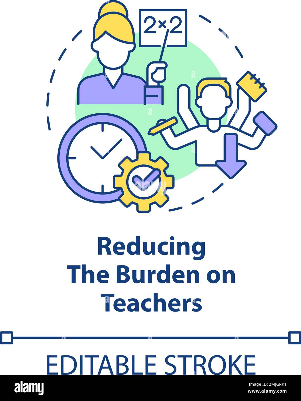 Reducing burden on teachers concept icon Stock Vector Image & Art - Alamy