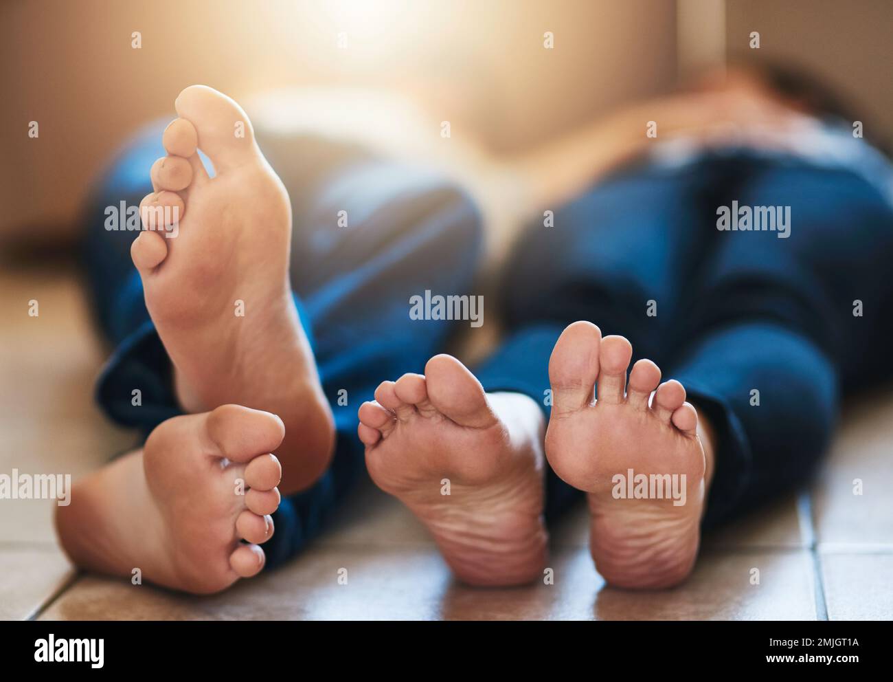 Barefoot woman resting feet on hi-res stock photography and images - Alamy