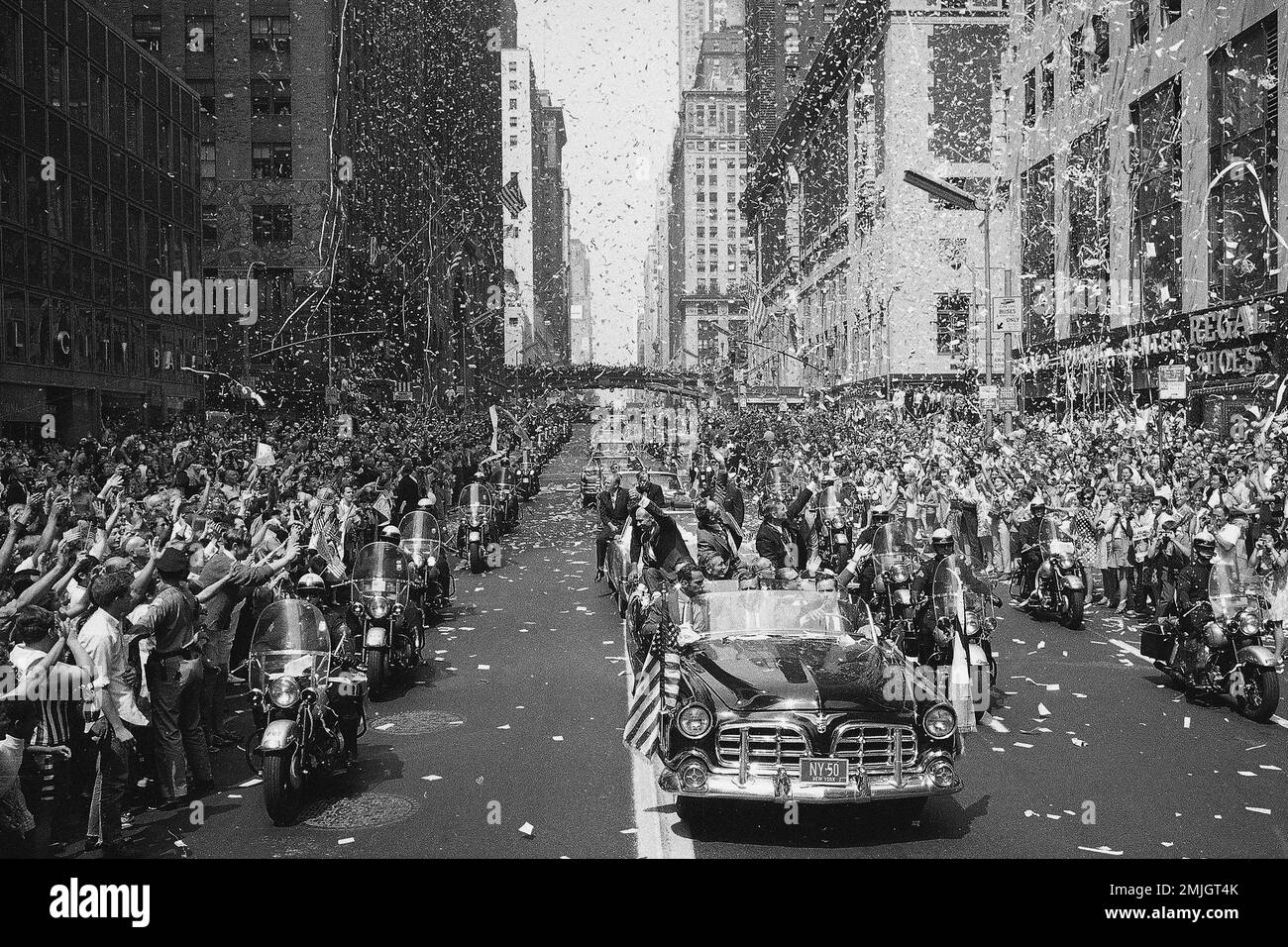 FILE - In this Aug. 13, 1969 file photo, people line 42nd Street in New ...