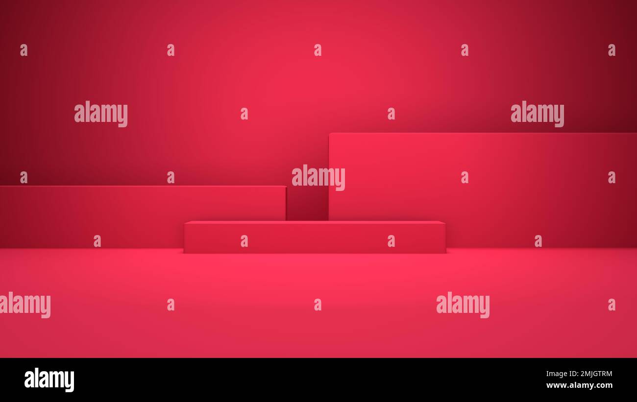 3d rendering of viva magenta geometric background. Minimal concept ...